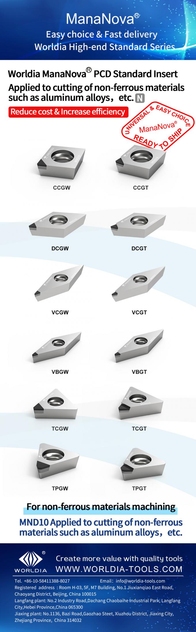 F-CCGW060204 Full Face Carbide Turning Insert PCD Cutting For Non ...