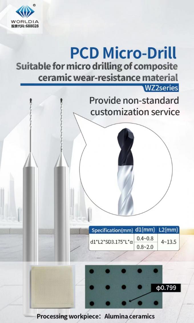 Composite Ceramic Pcd Micro Drill Bit Drilling ф0.451mm High Hardness