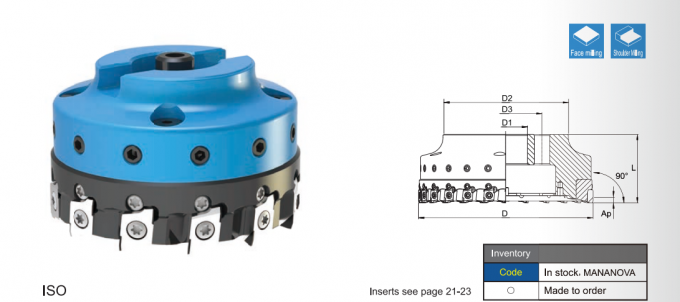 PCD ISO Face Milling cutter FMP080SA27-BE12-12 with 12 cutting edges ...